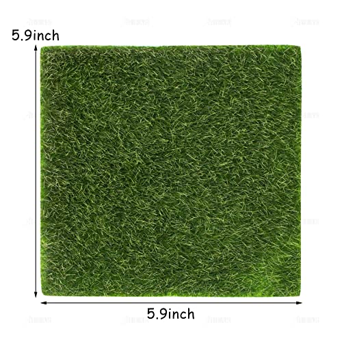AUEAR, Artificial Garden Grass Life-Like Lawns Fake Fairy Grass Mats Mini Ornament Garden Grass Decoration (10 Pack, 6"x6")