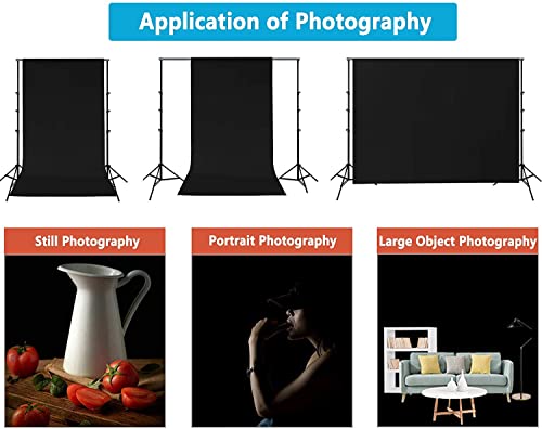 Folong Black Backdrop,Black Photo Backdrop,Black Screen Photo backdrop6 x 9 feet Black Photo Background Polyester Fiber, Non-Reflective Edge Treatment to Prevent Tearing 4 Clips