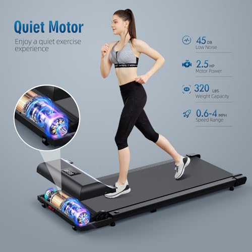 Sienfix Walking Pad,Under Desk Treadmill 2 in 1 Treadmills,Portable Walking Treadmill 2.5HP, 320lbs Max Weight Remote Control LED Display,Installation-Free Jogging Machine for Home/Office