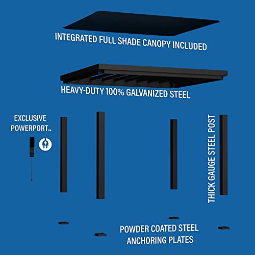 Backyard Discovery Trenton 12x10 All Season Galvanized Steel Pergola, Black, Sail Shade Soft Canopy, Rust Resistant, Support Wind and Snow, Patio, Deck, Backyard, Garden