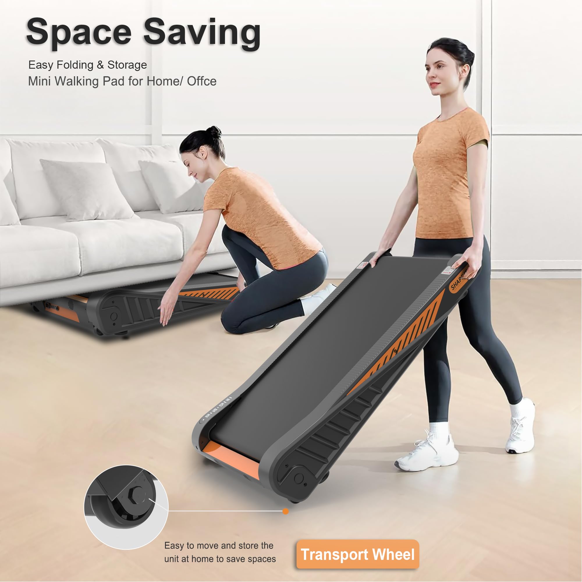 2 in 1 Under Desk Treadmill with Handlebar, Foldable Treadmills for Home, Walking Pad Mini Treadmill 8% Incline, 280 lb Capacity, 2.5HP