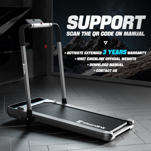 Eisenlink 2 in 1 Foldable Treadmill Under Desk for Home with Manual Incline, APP Control Portable Treadmill Quiet for Small Space Workstation 300 lbs Weight Capacity, Installation-Free 3.0 MPH