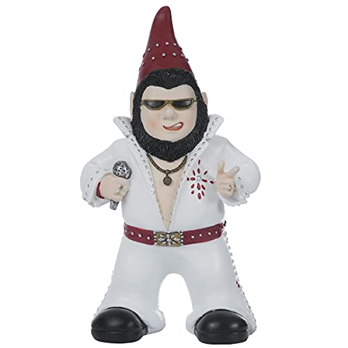 Jy.Cozy Singer Gnome Garden Statues - Resin Rocker Figurine, Outdoor Gnomes Garden Decorations, for Patio Yard Lawn Porch, Ornament Gift