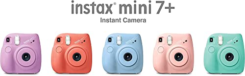 Fujifilm Instax Mini 7+ Camera, Easy to Operate, Portable, Handy Selfie Mirror, Polaroid Camera, Perfect for Beginners and Experts, Sleek and Stylish Design - Light Blue (Renewed)