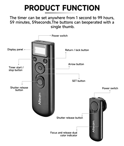 Wireless Digital Timer Remote Shutter Release Trigger Intervalometer for Canon EOS Rebel T6 T7 80D 70D 60D 60Da 77D T7i T6i T6s SL2 SL1 T5 T3 T5i T4i T3i T2i EOS R M6 M5 Camerasā¦