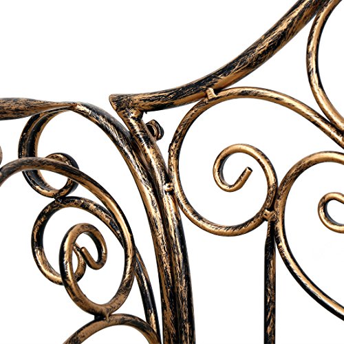 Cr Outdoor Patio Chair Garden Park Bench Metal Antique Garden Bench with Decorative Cast Iron Backrest