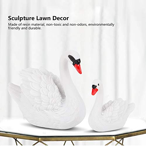 Dancal 2 PCS Swan-Shape Garden Statue Outdoor Sculpture Lawn Garden Scene Decor