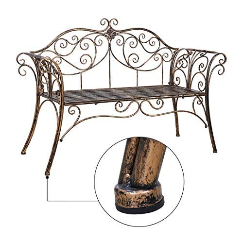 Cr Outdoor Patio Chair Garden Park Bench Metal Antique Garden Bench with Decorative Cast Iron Backrest