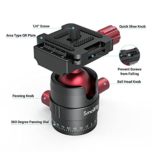 SmallRig Tripod Ball Head 360 Degree Rotating Panoramic Ballhead with 1/4 inch Quick Shoe Plate, Max Load up to 5 kg/ 11lb, for Tripod Monopod Slider DSLR Camera Camcorder - 3034