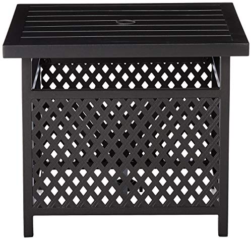 LOKATSE HOME Patio Umbrella Table Stand with Umbrella Hole, Outdoor Table Base Only Garden Table Bistro Table - Black