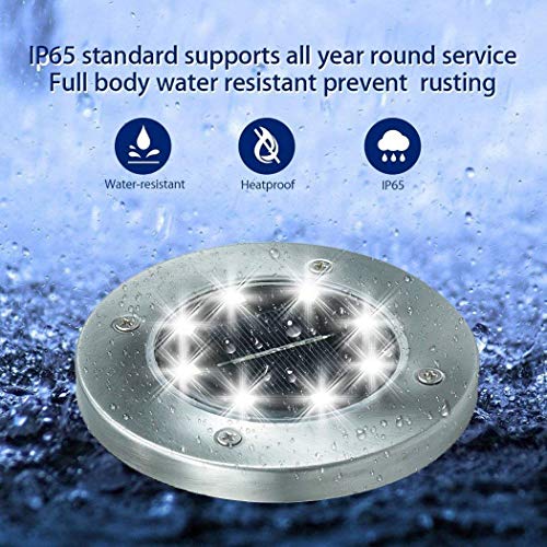 Aogist 4 Packs Solar Ground Lights,8 LED Garden Lights Patio Disk Lights In-Ground Outdoor Landscape Lighting for Lawn Patio Pathway Yard Deck Walkway