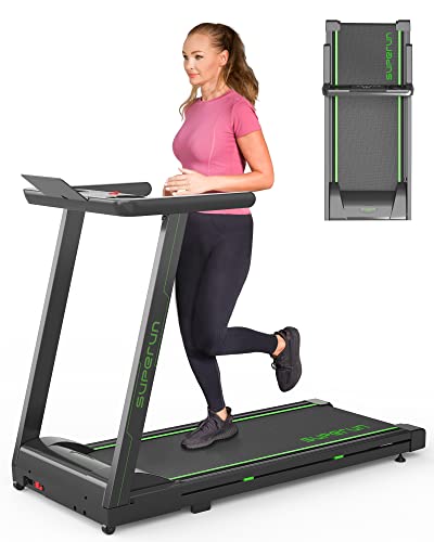 Superun Folding Treadmills for Home, 3HP Treadmill with LED for Walking & Running, Portable Treadmill with Bluetooth Connectivity APP