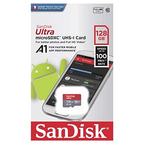 SanDisk 128GB Ultra Micro SD SDXC UHS-I Class 10 works with Samsung Galaxy S9 Memory Card S9+, S9 Plus (SDSQUAR-128G-GN6MN) with Everything But Stromboli (TM) Card Reader (Class 10 128GB)