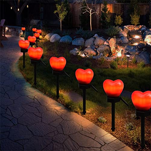 2 Pieces Solar Garden Stake Lights,Romantic Heart Shape Outdoor Garden Lights,Waterproof Landscape Lawn Lighting for Garden Lawn Path Yard Patio Driveway Pathway Walkway Balcony Decoration Red