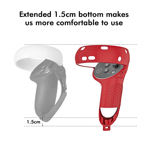 AIXOTO Accessories for Oculus Quest 2, All-in-one Set for Quest 2, Controller Grips Cover Quest 2 Silicone Face Cover Lens Protective Cover VR Shell Cover with Disposable Eye Cover (Wine Red)