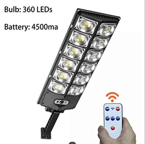 Solar Street Light Dusk to Dawn Outdoor Lighting 15000LM Flood Lights with Motion Sensor and Remote Control for Mounting Pole Bracket Garden, Court, Yard, Parking Lot, White (91350181MA359HEX1F)
