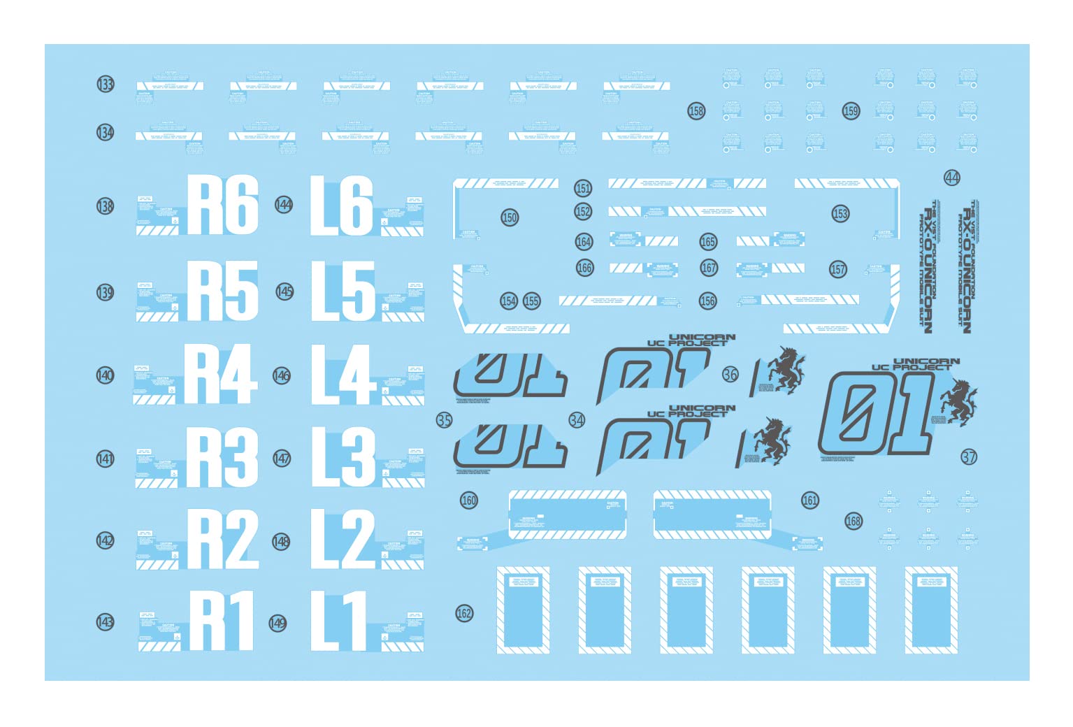 ANSAI High Precision Decals Decal for Hobby MG BARBATOS, MGRX-0 Unicorn VER.KA 1/100 Scale Model KIT (XY-MGX01)