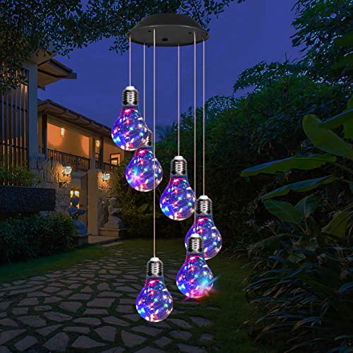 YHmall Colorful Lights Solar Wind Chimes for Outside, Hanging Solar Lights Wind Chime for Women Grandma Mom Birthday Windchimes, Christmas Decor for Outdoor Garden Balcony Bedroom Yard