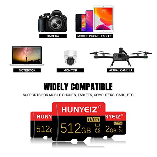 512GB Micro SD Card with Adapter High Speed Class 10 Memory Card for Game Console,Android Smartphone,Digital Camera,Tablet and Drone