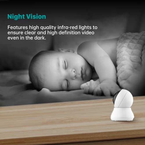 Indoor Security Camera 2K, Septekon 360° Pan Tilt Baby Monitor Pet Camera, 2.4GHz Wi-Fi Camera with Night Vision, Motion Detection, 2-Way Audio Siren, Cloud/SD Card, Compatible with Alexa,White
