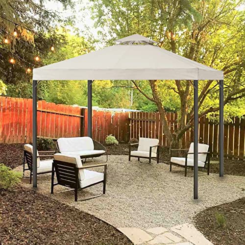 Durcover Gazebo Replacement Top 10x10 ft, Gazebo Canopy Replacement Cover for 2 Tier Outdoor Patio Garden Tent Frames, Waterproof UV-Resistant, Canopy Cover with Air Vent Only, Beige