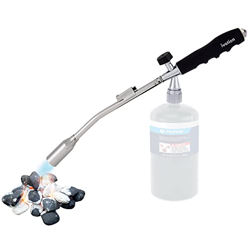 Ivation Charcoal Starter, Propane Charcoal Lighter, Quickly & Easily Ignite BBQ Grill, Smoker, Fireplace & Burn Weed, Torch Fire Starter with Button Ignition, Adjustable Flame, Tank Not Included