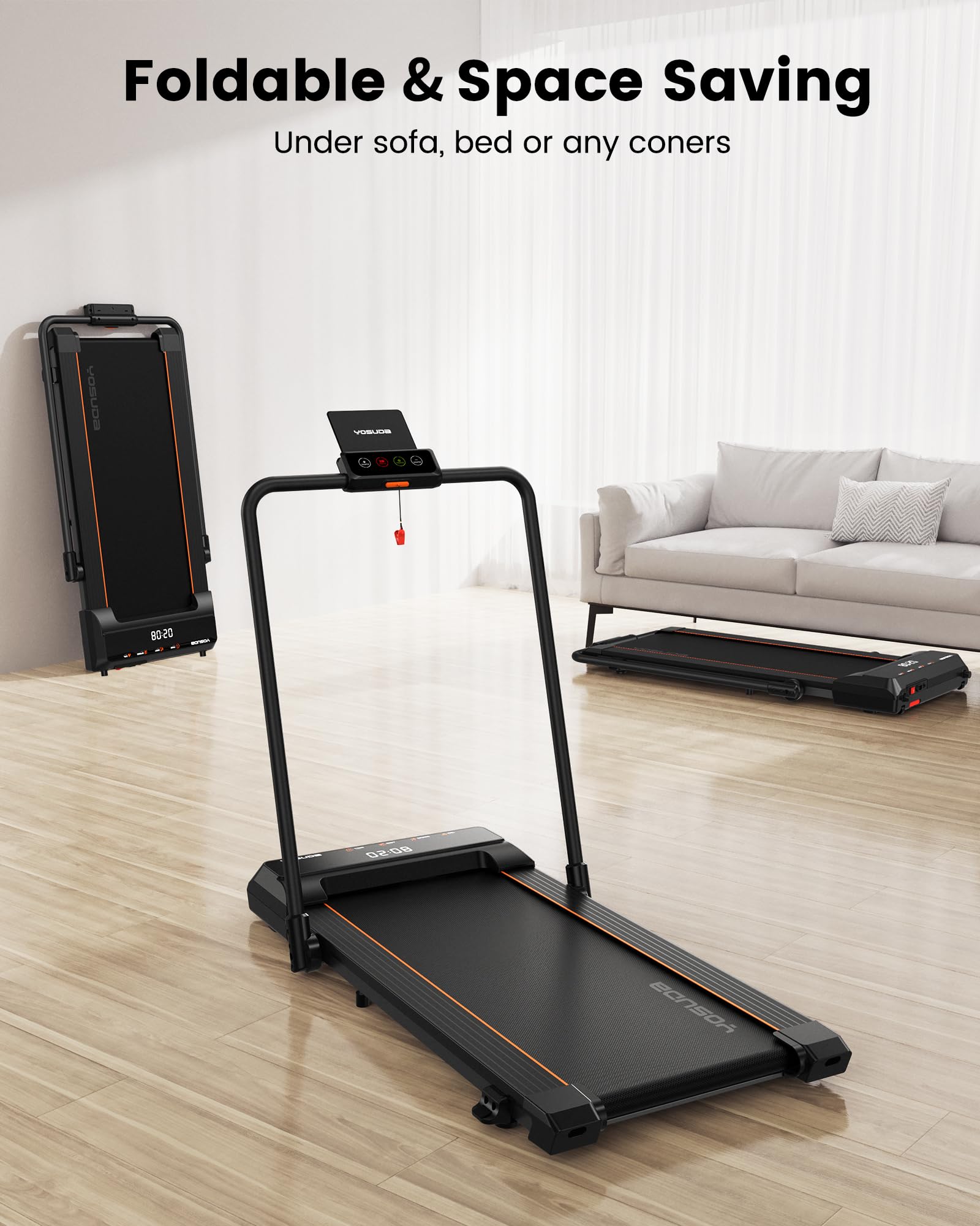 YOSUDA Treadmill,Under Desk Treadmill 3.0HP,2 in 1 Walking Pad Home/Office,Smart Walking Treadmill with App,Walking Jogging Machine with 265 lbs Weight Capacity Remote Control LED Display Black-T200