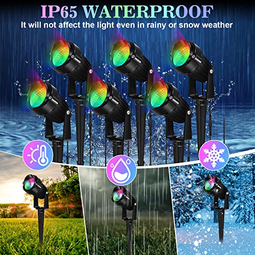 Remon Outdoor Smart RGB Landscape Lights, 30W Low Voltage Remote Control Waterproof Spotlight for Garden Yard Patio Lawn Pathway Party