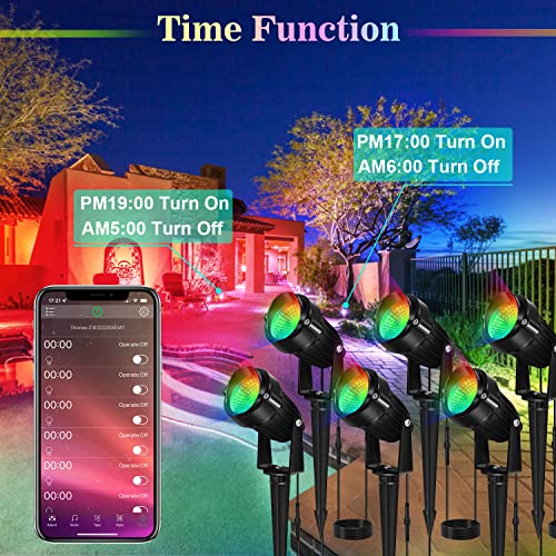 Remon Outdoor Smart RGB Landscape Lights, 30W Low Voltage Remote Control Waterproof Spotlight for Garden Yard Patio Lawn Pathway Party