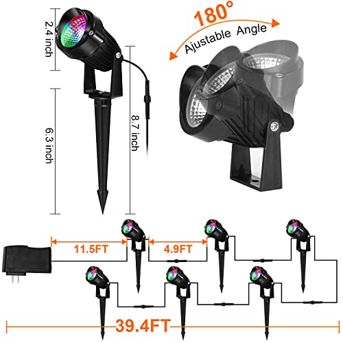 Remon Outdoor Smart RGB Landscape Lights, 30W Low Voltage Remote Control Waterproof Spotlight for Garden Yard Patio Lawn Pathway Party