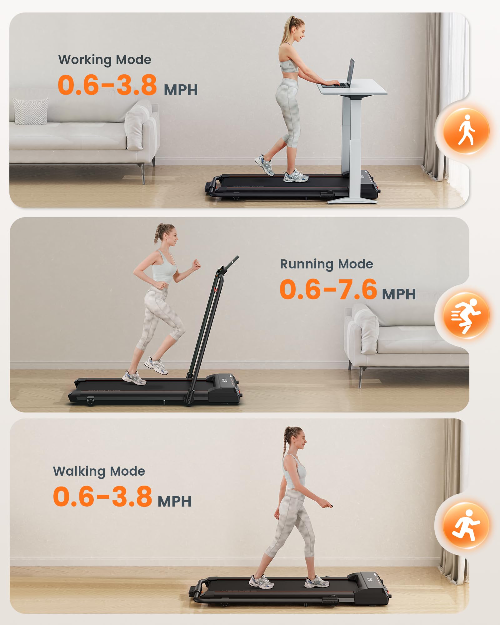 YOSUDA Treadmill,Under Desk Treadmill 3.0HP,2 in 1 Walking Pad Home/Office,Smart Walking Treadmill with App,Walking Jogging Machine with 265 lbs Weight Capacity Remote Control LED Display Black-T200