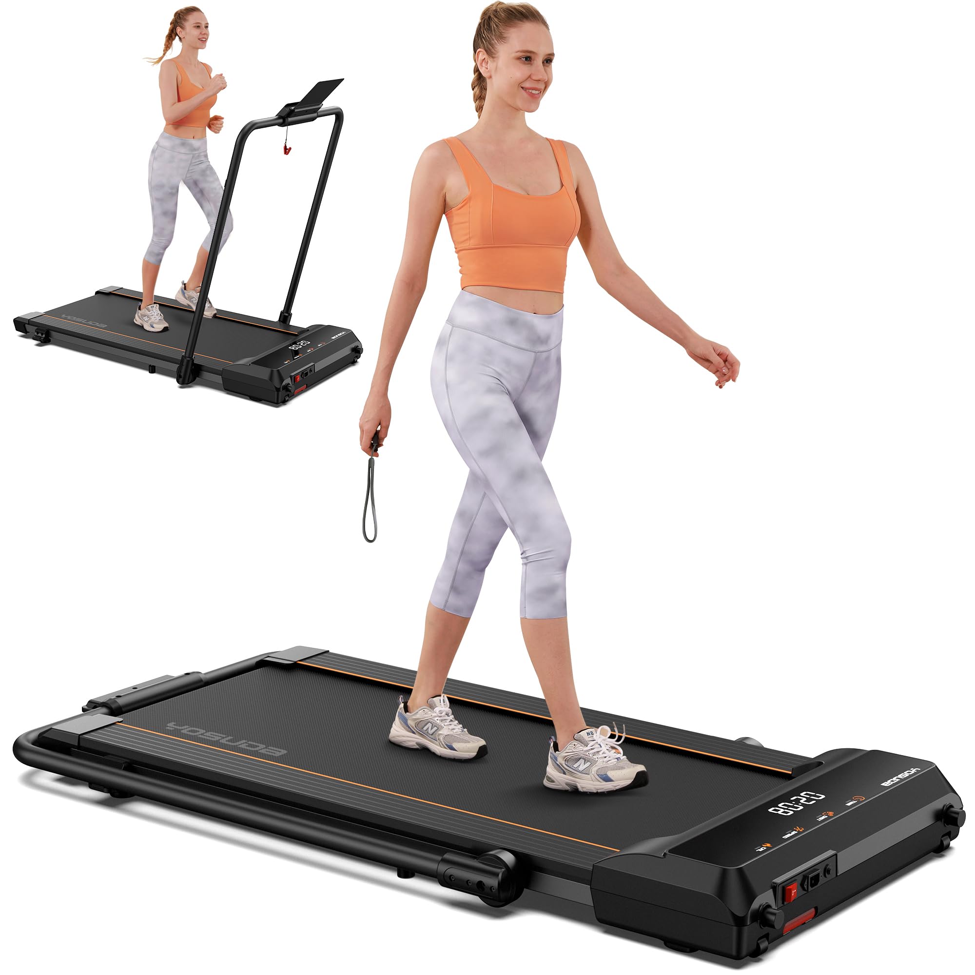 YOSUDA Treadmill,Under Desk Treadmill 3.0HP,2 in 1 Walking Pad Home/Office,Smart Walking Treadmill with App,Walking Jogging Machine with 265 lbs Weight Capacity Remote Control LED Display Black-T200