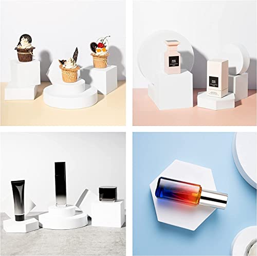 Goshoot 6 Pcs Product Photography Props Cube, Foam Solid Blocks Geometric Shapes for Jewelry, Makeup and Accessories Modeling and Decoration - White