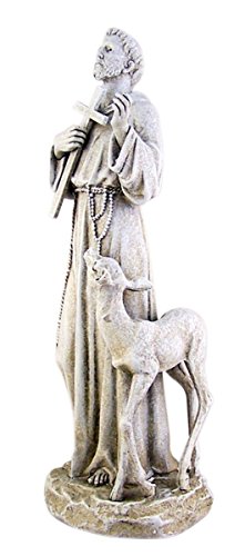 Saint Francis of Assisi with Deer Resin Home Garden Statue, 14 Inch