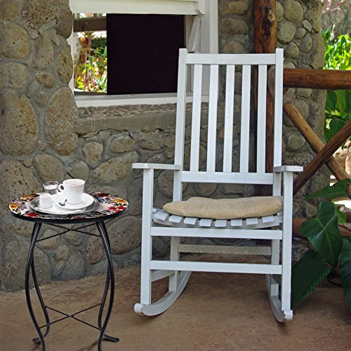 VCUTEKA Patio Side Table Outdoor Coffee Table Mosaic Accent Table Round Small End Table Bistro for Living Room Porch Balcony Backyard Garden Cock