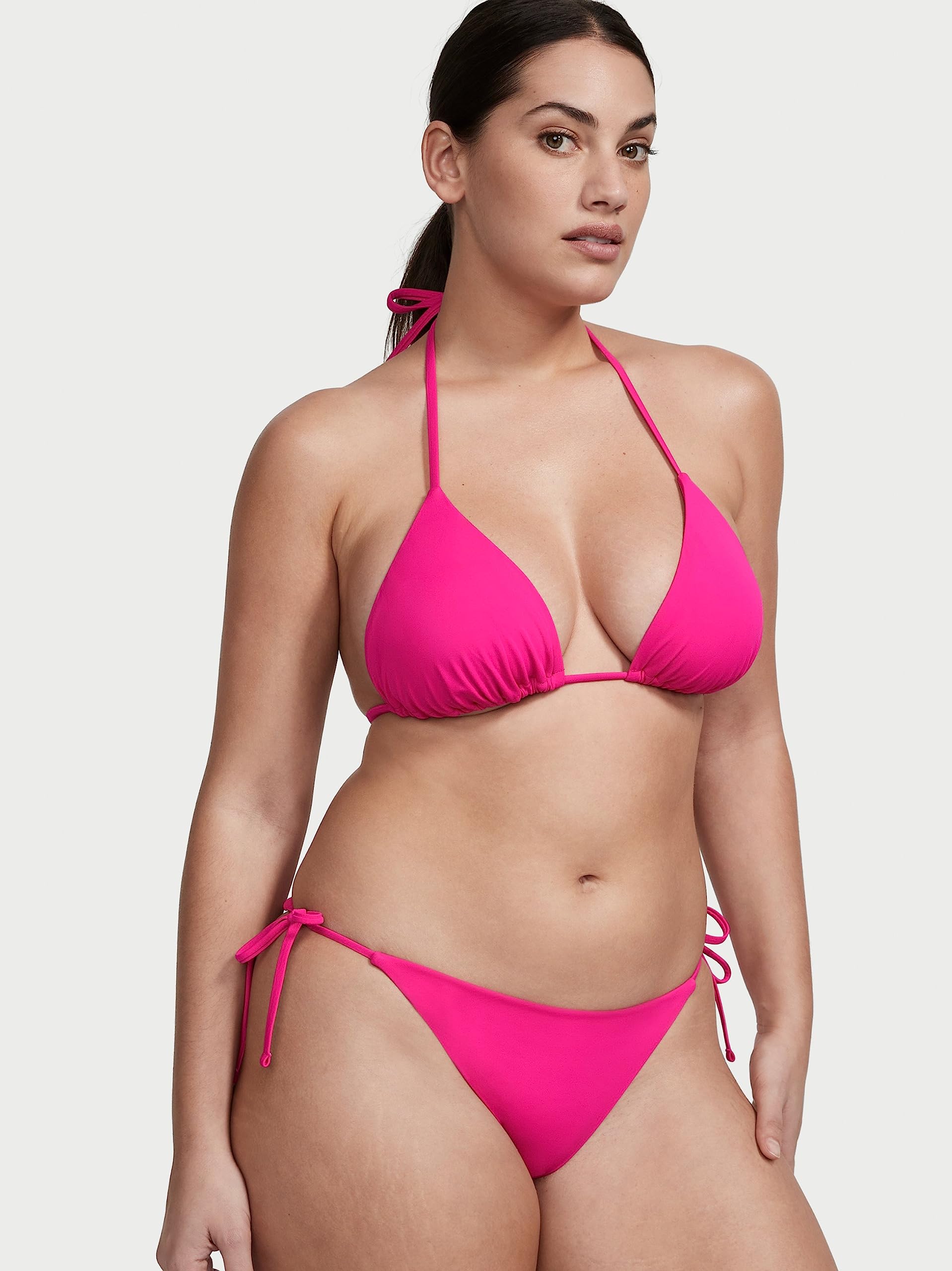Victoria's Secret Mix-and-Match Cheeky String Bikini Bottom, Swimsuit for Women, Pink Moderate Coverage Bathing Suit Bottoms for Women, (XL)