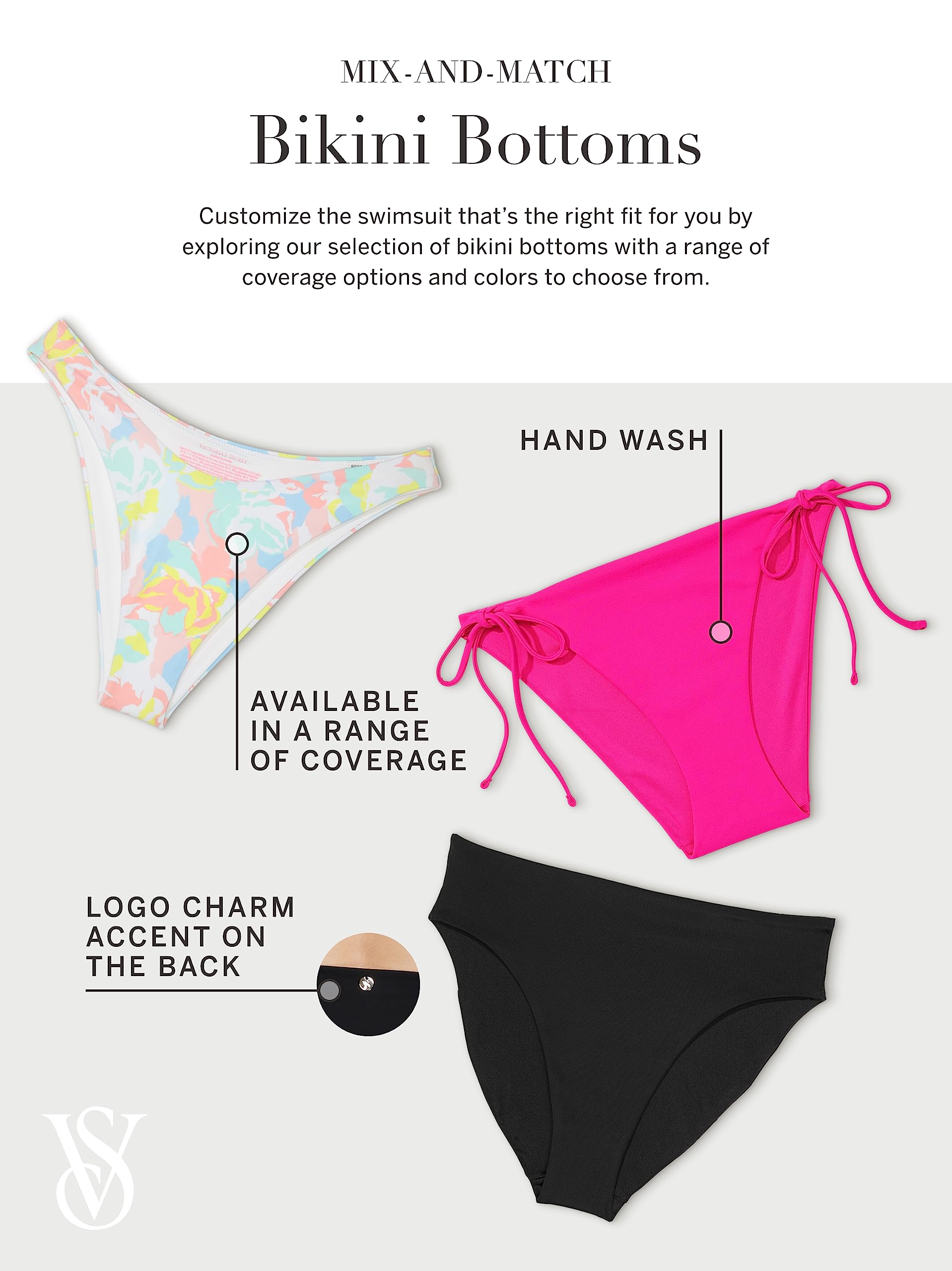 Victoria's Secret Mix-and-Match Cheeky String Bikini Bottom, Swimsuit for Women, Pink Moderate Coverage Bathing Suit Bottoms for Women, (XL)
