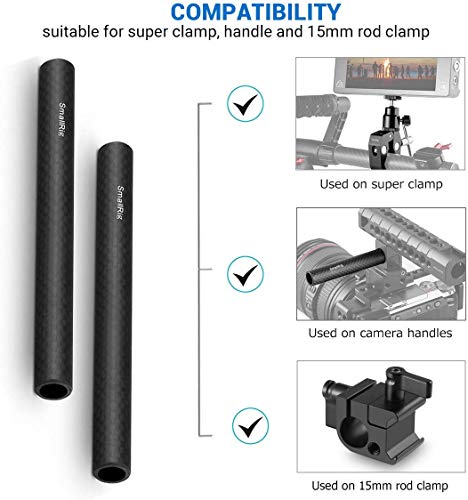 SmallRig 15mm Carbon Fiber Rods (6 Inch) for 15mm Rail Support System- 1872