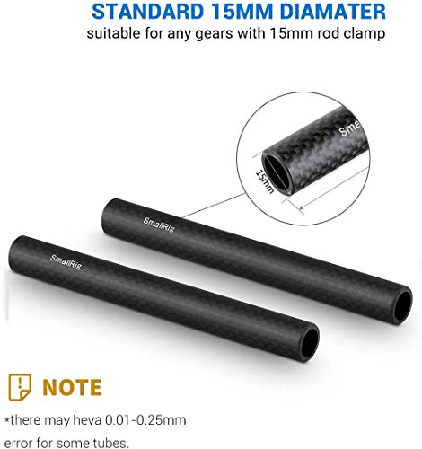 SmallRig 15mm Carbon Fiber Rods (6 Inch) for 15mm Rail Support System- 1872