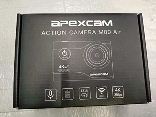 Apexcam Action Camera 4K Sports Camera 20MP 40M 170°Wide-Angle WiFi Waterproof Underwater Camera with 2.4G Remote Control 2 Batteries 2.0'' LCD Ultra HD Camera with Mounting Accessories Kit
