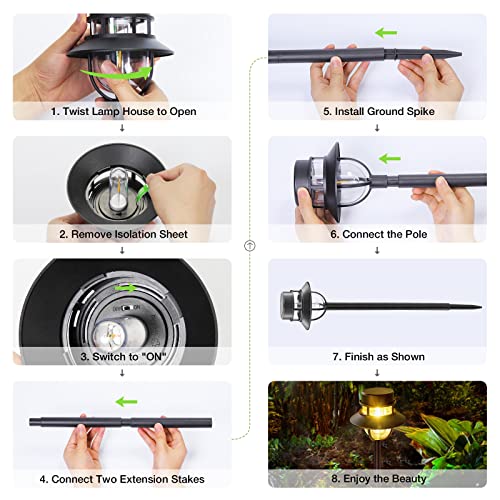 BUCASA Solar Pathway Lights Outdoor 6 Pack, Super Bright Solar Outdoor Lights, Up to 12H IP67 Waterproof Solar Landscape Path Lights Solar Powered Garden Lights for Walkway Driveway Yard Patio Lawn
