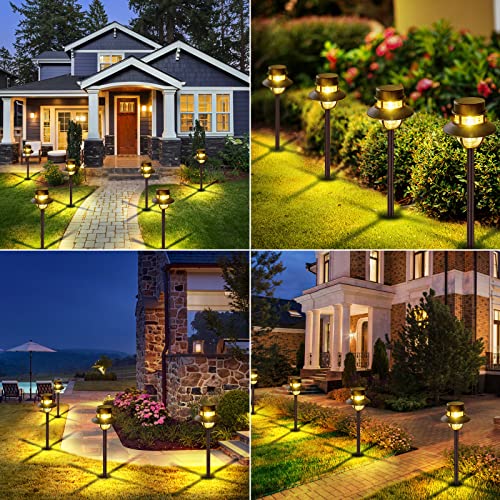 BUCASA Solar Pathway Lights Outdoor 6 Pack, Super Bright Solar Outdoor Lights, Up to 12H IP67 Waterproof Solar Landscape Path Lights Solar Powered Garden Lights for Walkway Driveway Yard Patio Lawn