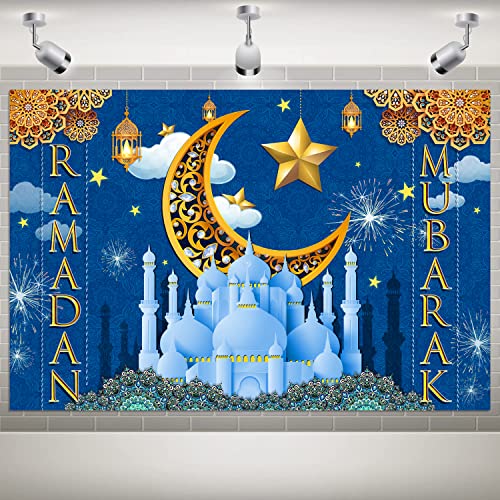 Ramadan Backdrop,7x5Ft Ramadan Mubarak Sign Backdrop for Muslim, Ramadan Mubarak Decorations for Home,Ramadan Decorations for Wall Background