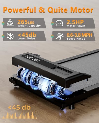 Walking Pad Treadmill Under Desk,Walking Pad with Incline for Office Home,265 lbs Capacity Portable Mini Treadmill, 2.5HP 2 in 1 Walking Jogging with Remote Control, LED Display
