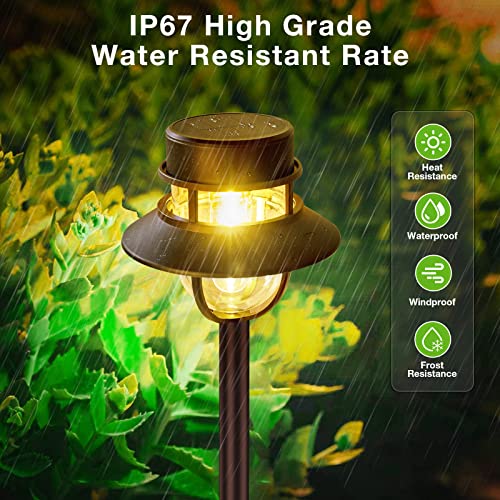 BUCASA Solar Pathway Lights Outdoor 6 Pack, Super Bright Solar Outdoor Lights, Up to 12H IP67 Waterproof Solar Landscape Path Lights Solar Powered Garden Lights for Walkway Driveway Yard Patio Lawn
