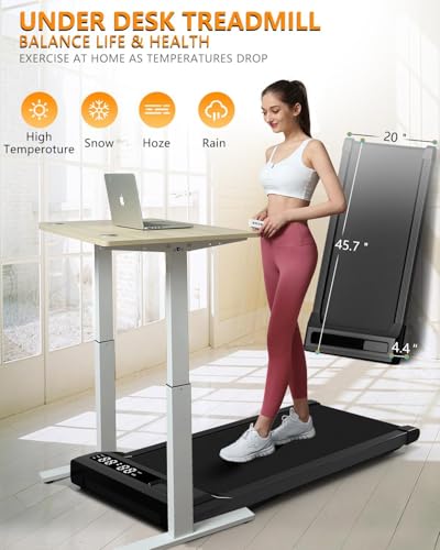 Walking Pad Treadmill Under Desk,Walking Pad with Incline for Office Home,265 lbs Capacity Portable Mini Treadmill, 2.5HP 2 in 1 Walking Jogging with Remote Control, LED Display