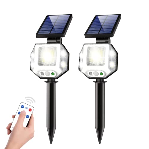 JiocoVino Solar Spot Lights Outdoor IP65, Smart Sensor & 3 Lighting Modes - 88LED Solar Spot Lights Outdoor Apply to Wall Lights for Garden Pathway, Solar Powered Landscape Lights, 2 Pack (Cool White)