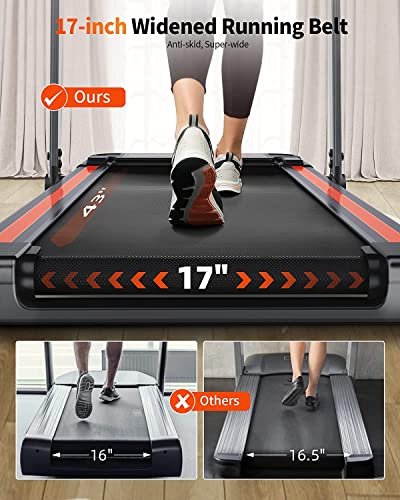 THERUN 2.5HP Treadmill, 2 in 1 Under Desk Walking Pad Treadmill, Electric Compact Space Folding Treadmill for Home Office with LED Touch Screen 0.6-7.6MPH Wider Running Belt, No Assembly Needed
