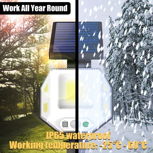 JiocoVino Solar Spot Lights Outdoor IP65, Smart Sensor & 3 Lighting Modes - 88LED Solar Spot Lights Outdoor Apply to Wall Lights for Garden Pathway, Solar Powered Landscape Lights, 2 Pack (Cool White)