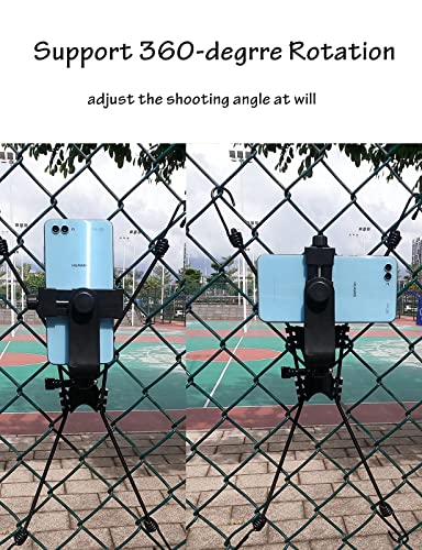 Phone and Action Camera Chain Link Fence Mount with Clip Holder Compatible with iPhone Samsung GoPro DJI OSMO AKASO,Suitable for Recording Baseball Softball and Tennis Games